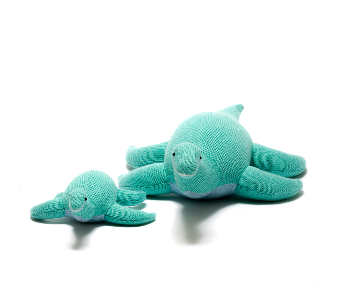 Knitted plesiosaurus dinosaur baby rattle - baby dinosaur teddy