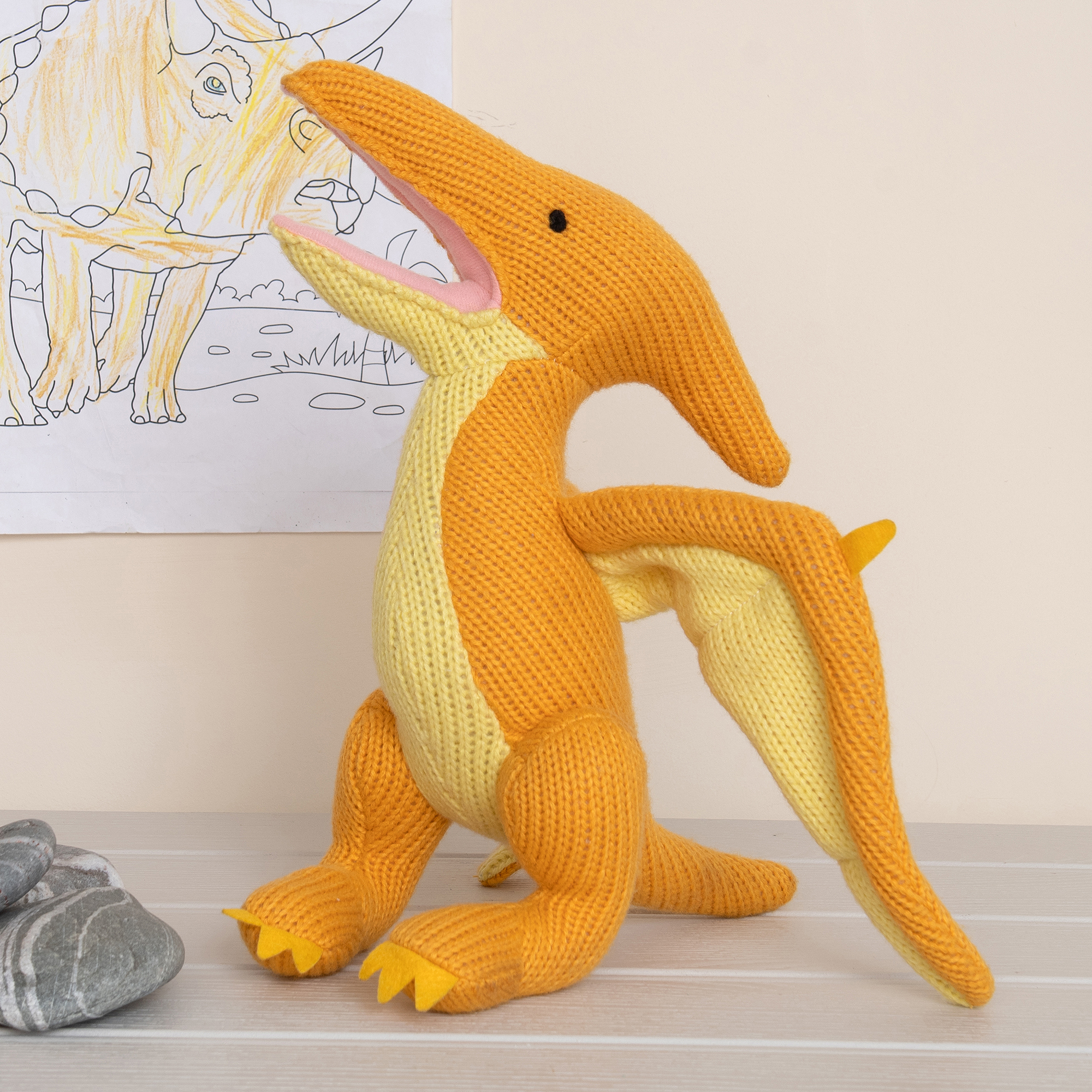 Dinosaurs: Yellow Pterodactyl Knitted Dinosaur Toy