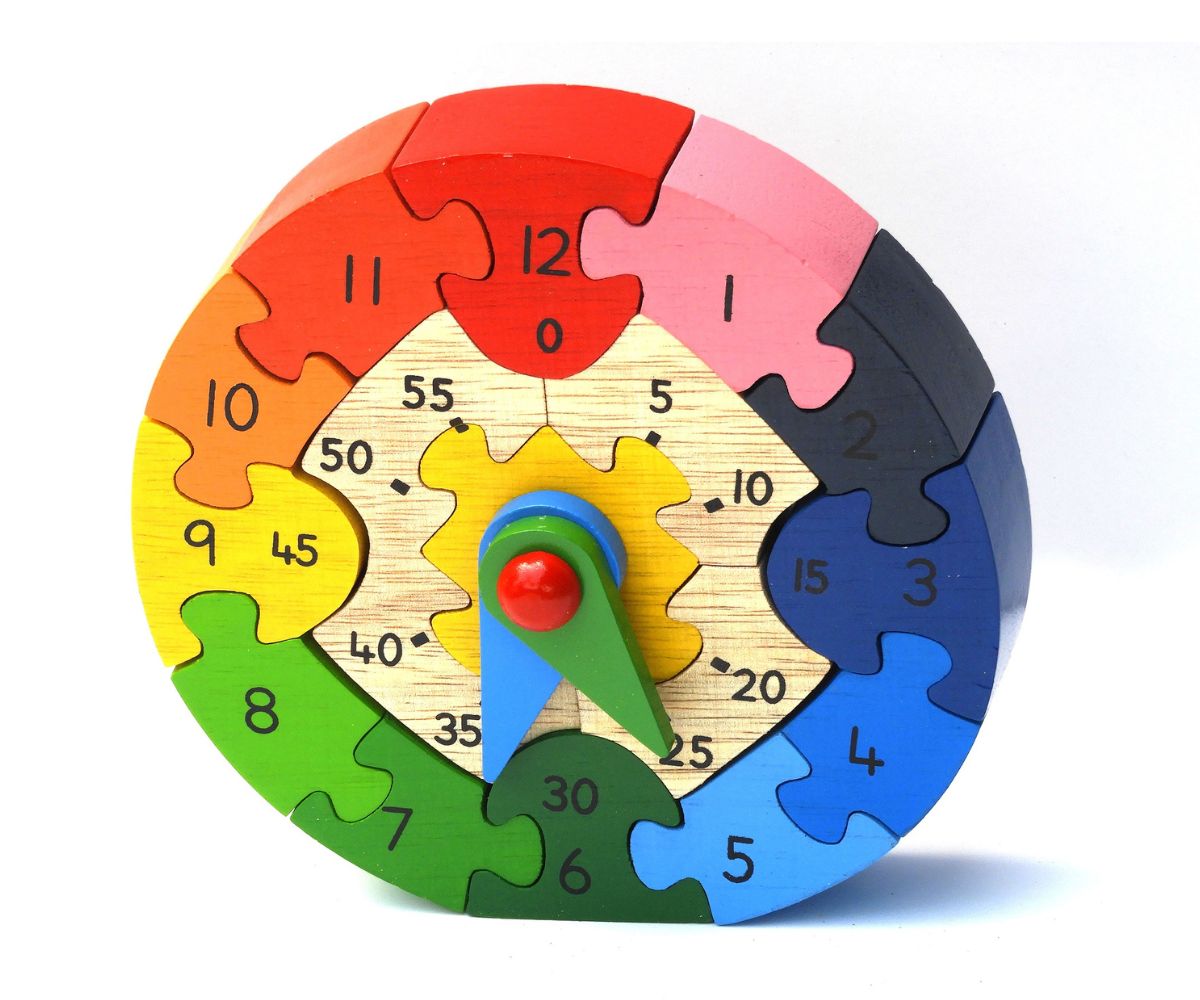 Wooden clock puzzle, traditional wooden toy for kids, Unique gift