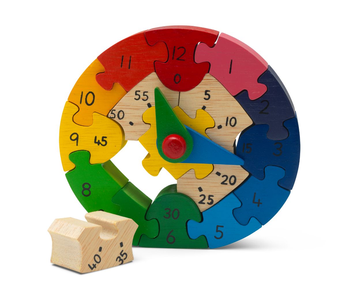 Wooden clock puzzle, traditional wooden toy for kids, Unique gift