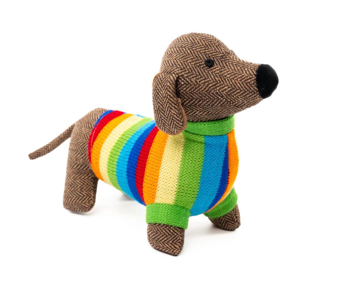 Tweed Sausage Dog Soft Toy - Dachshund Cuddly Toy, Dog Mad Gift