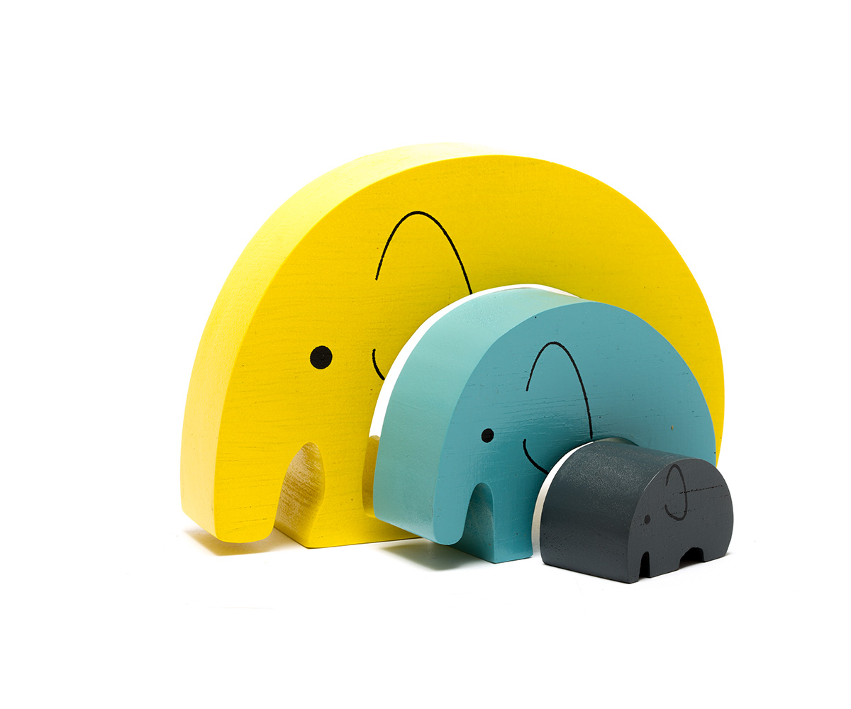 Handmade Wooden Elephant Stacker Toy - Traditional wooden toys