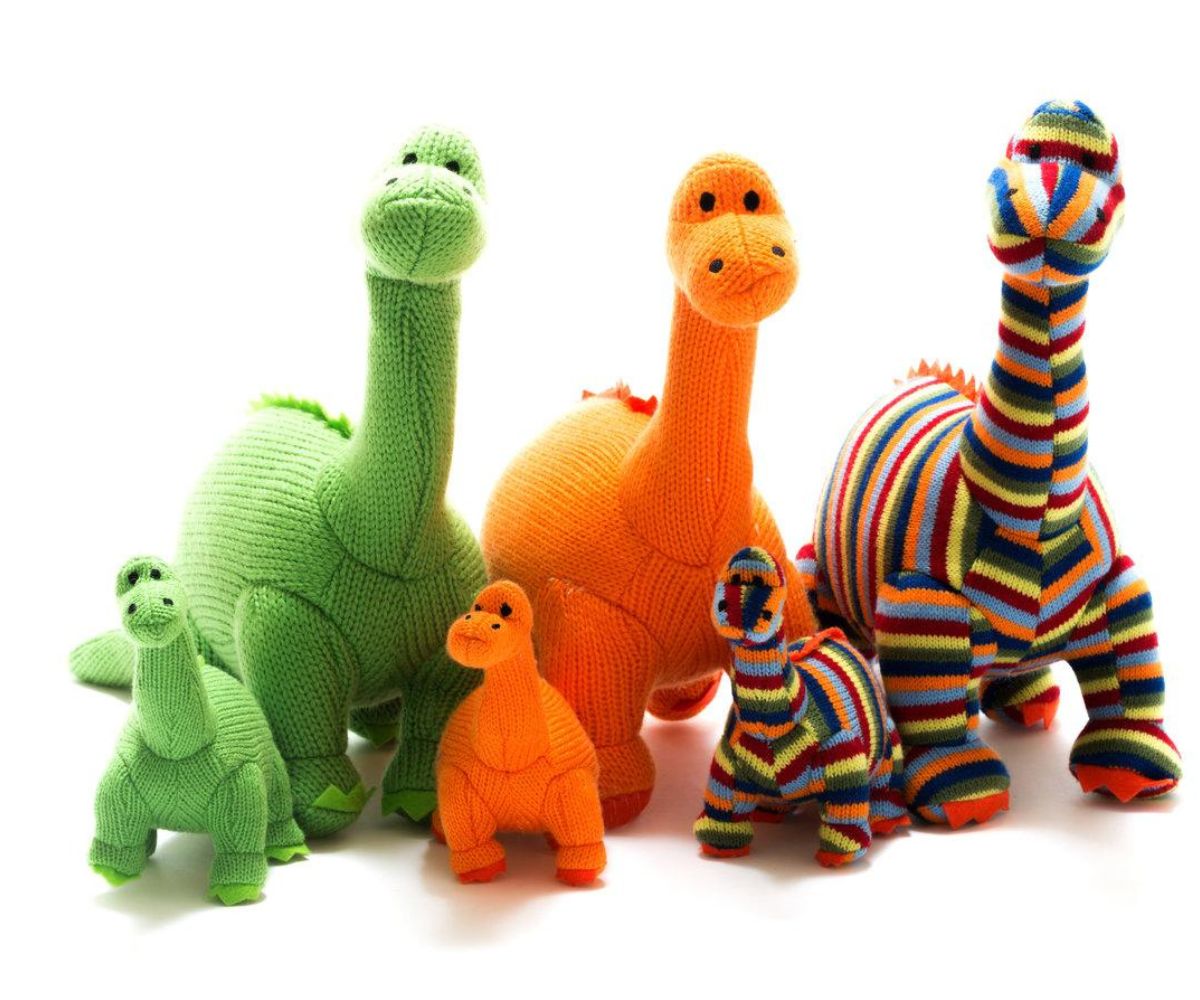 Best Dinosaur Toys Green Diplodocus Knitted Dinosaur Toy. Special Gift
