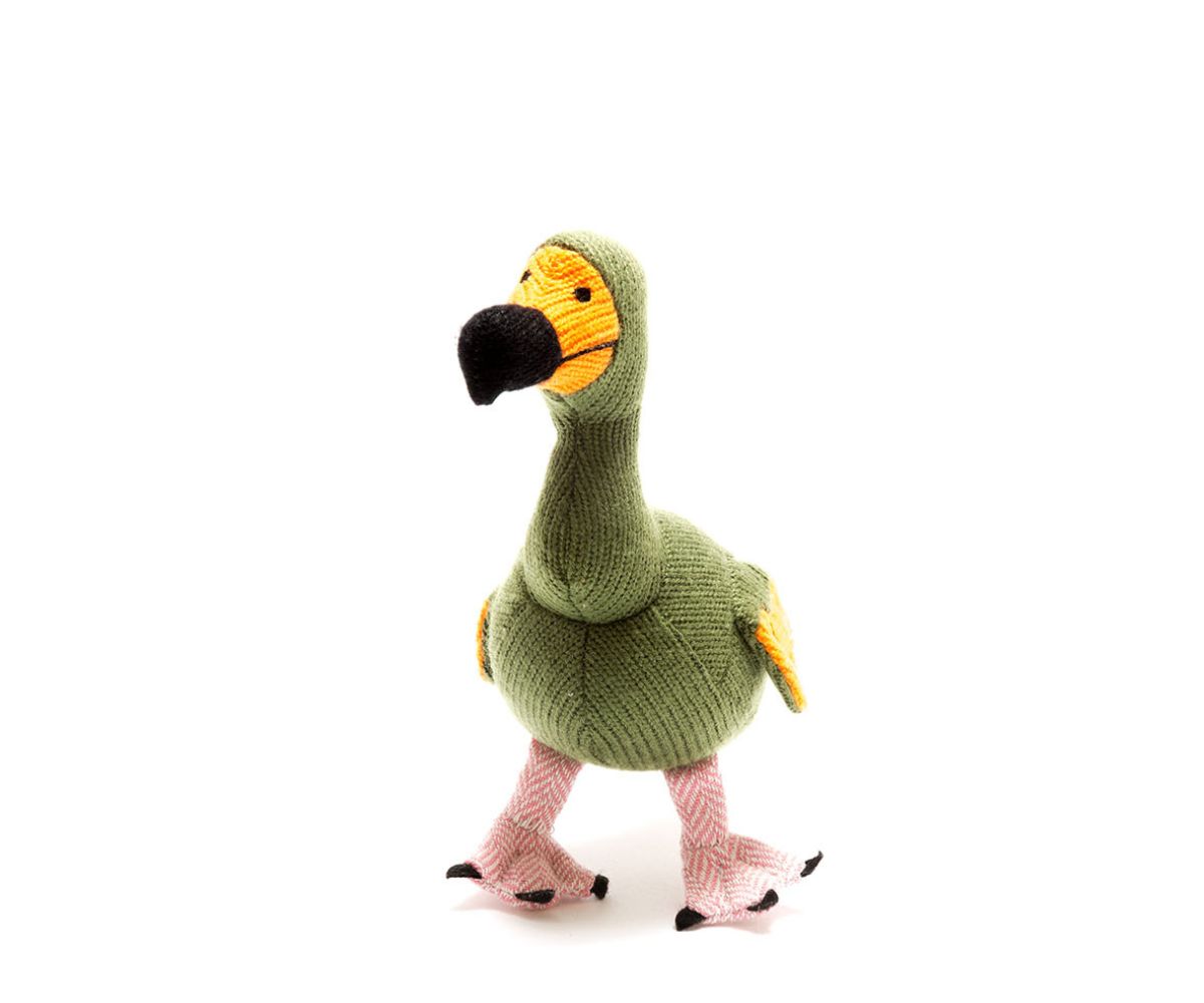 Baby Dinosaur Toy Dark Green Dodo Baby Rattle. Unique Baby Gift