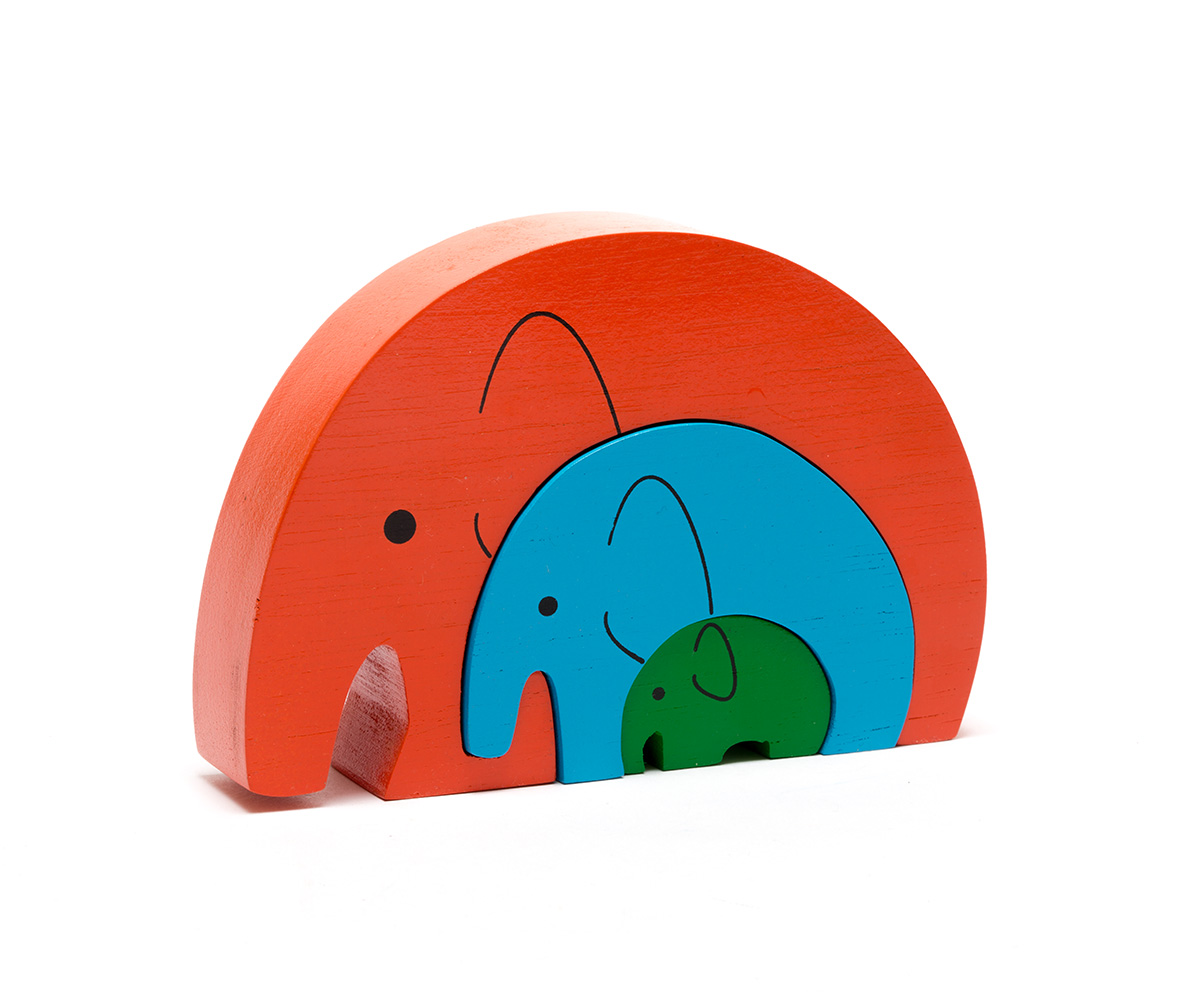 Handmade Wooden Elephant Stacker Toy - Traditional wooden toys