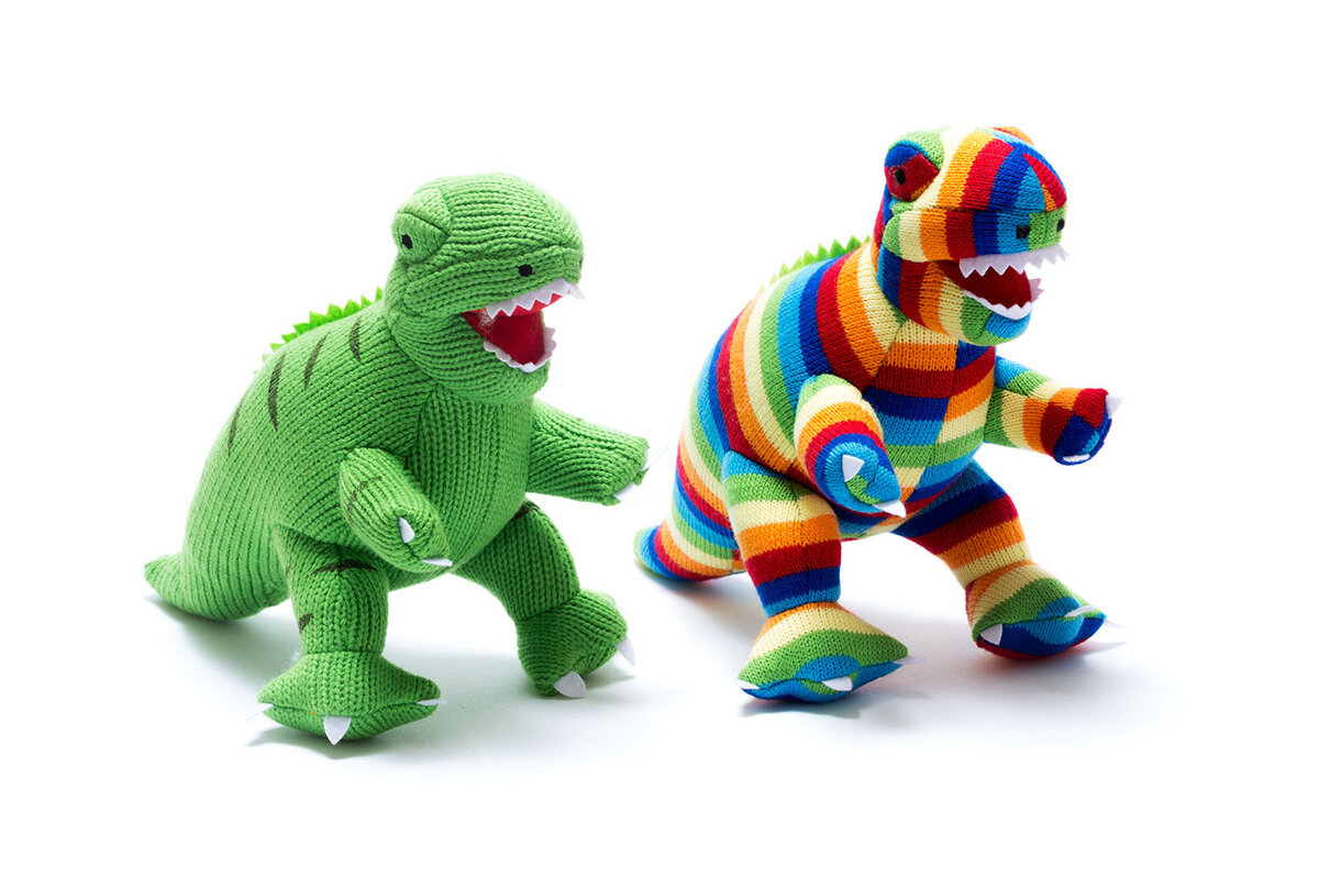Best Dinosaur Toys Wide Stripe T Rex Toy Knitted Dinosaur Toy. Kids Gift