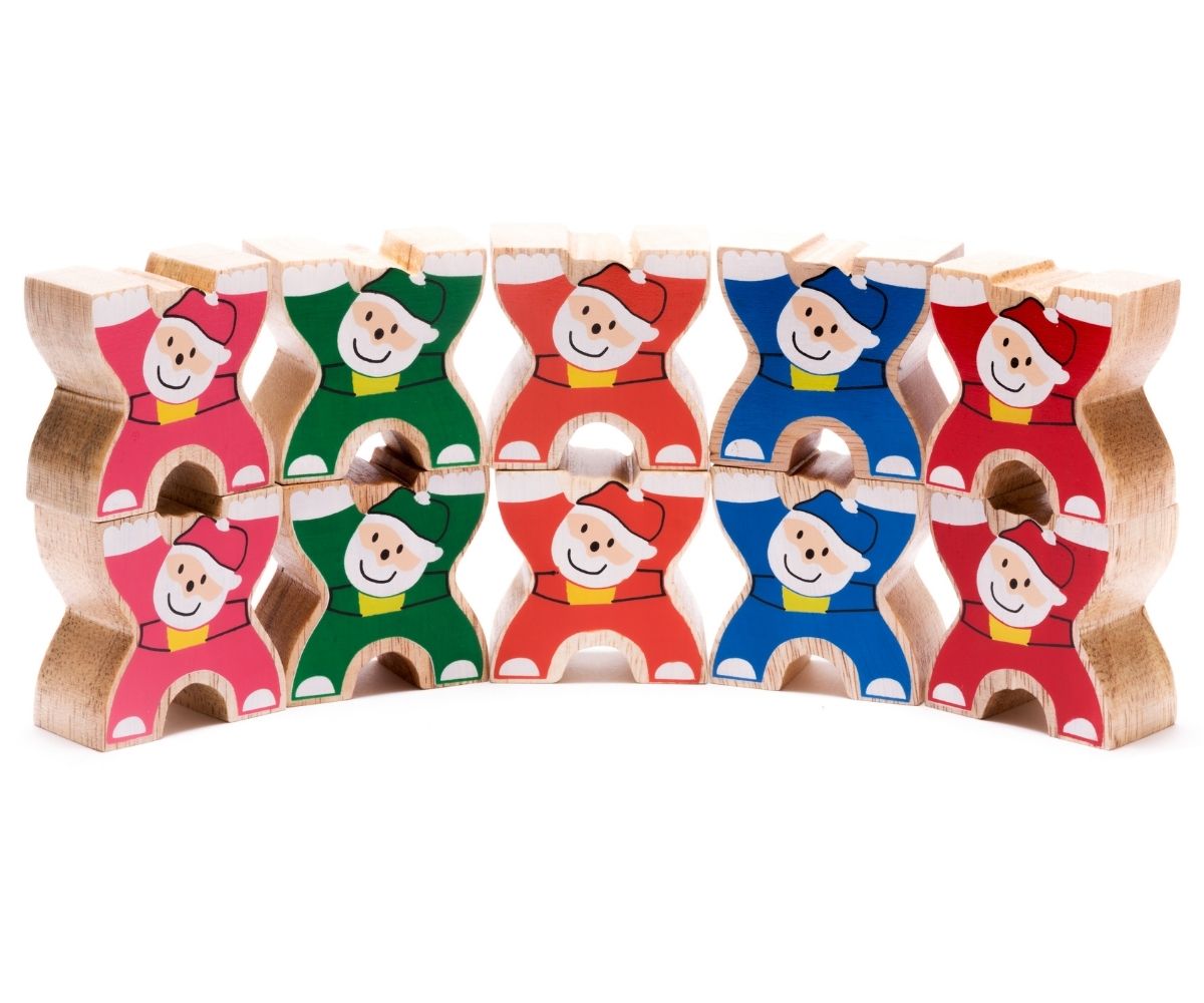 Wooden Santa wooden Christmas toy - Stacking Santa gift for toddlers
