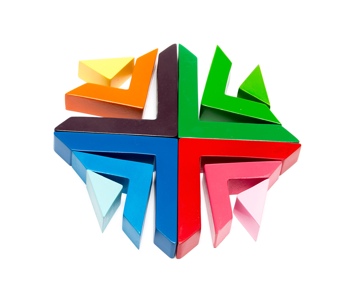 Fair trade handmade wooden toy - square wooden rainbow play set