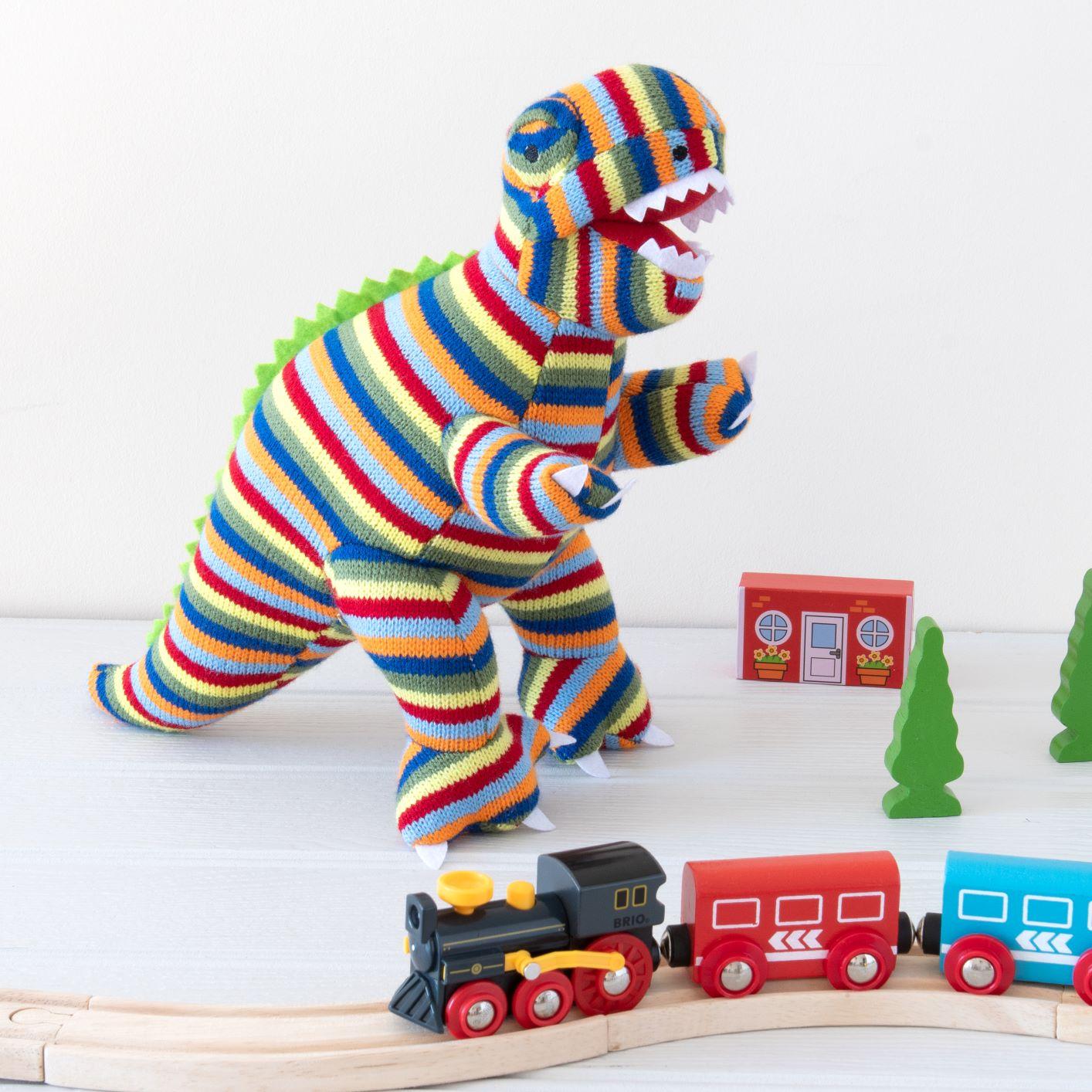 Dinosaurs: Small Stripe T Rex Knitted Dinosaur Rattle